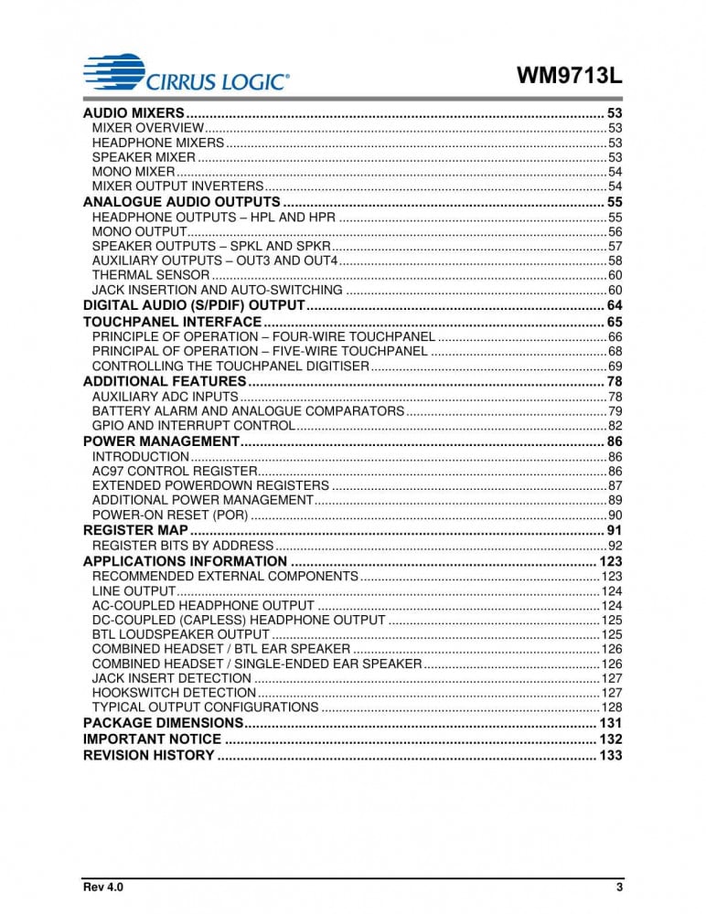 WM9713CLGEFL/RV datasheet page 3