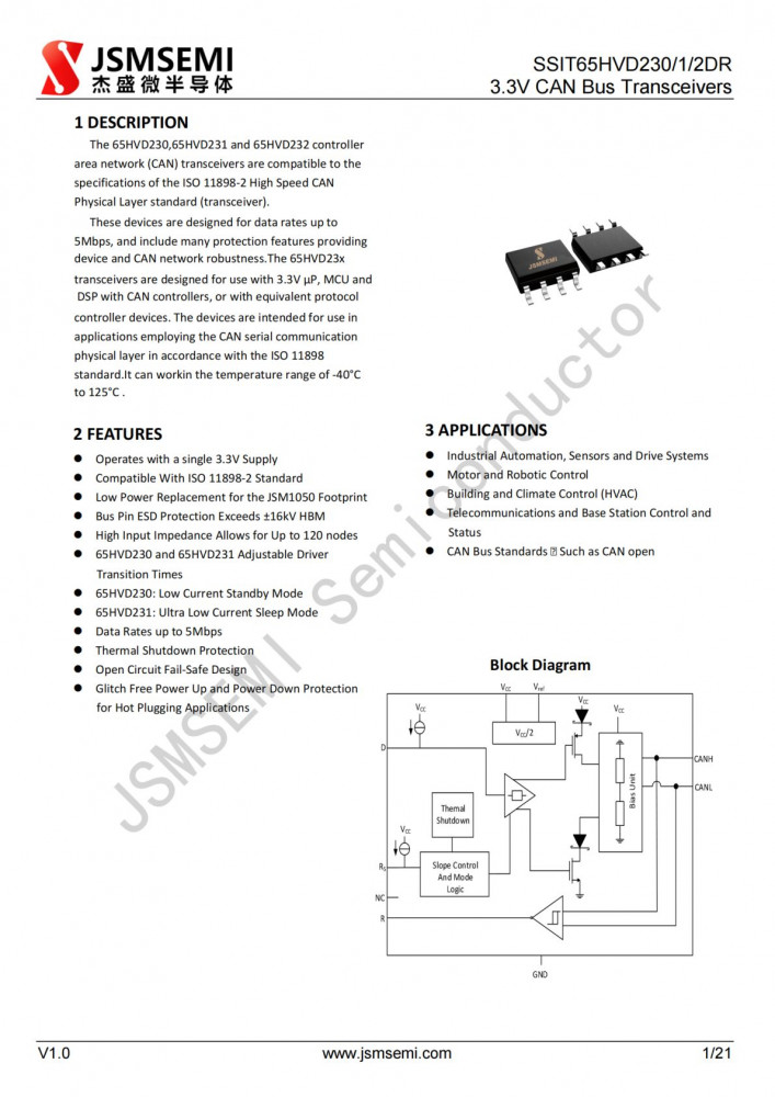 SSIT65HVD231DR-JSM datasheet page 1