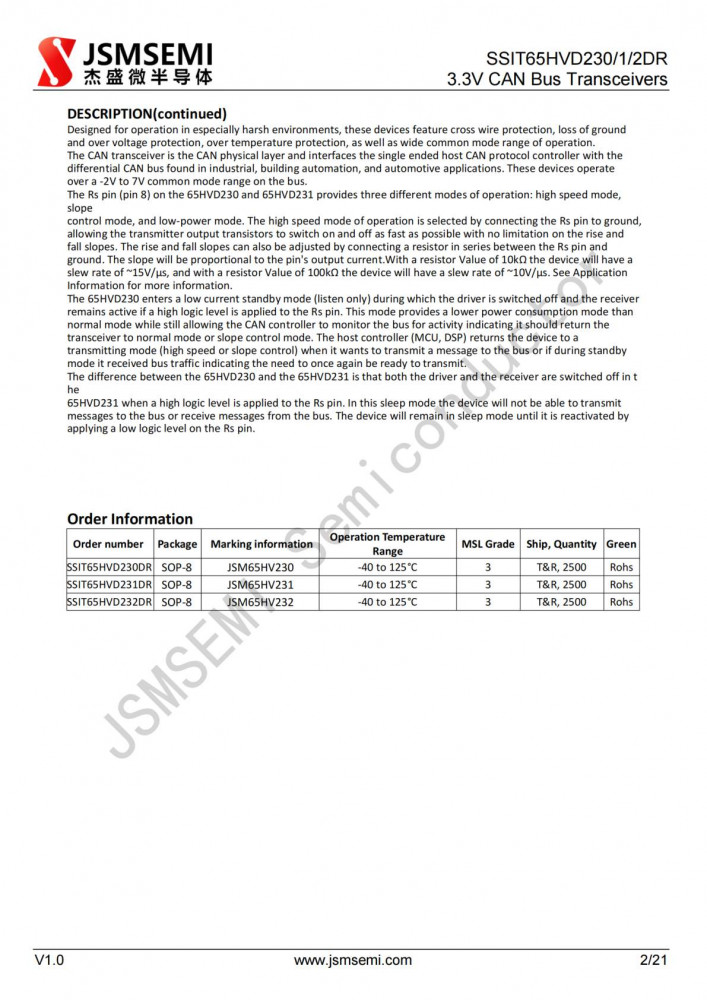 SSIT65HVD231DR-JSM datasheet page 2