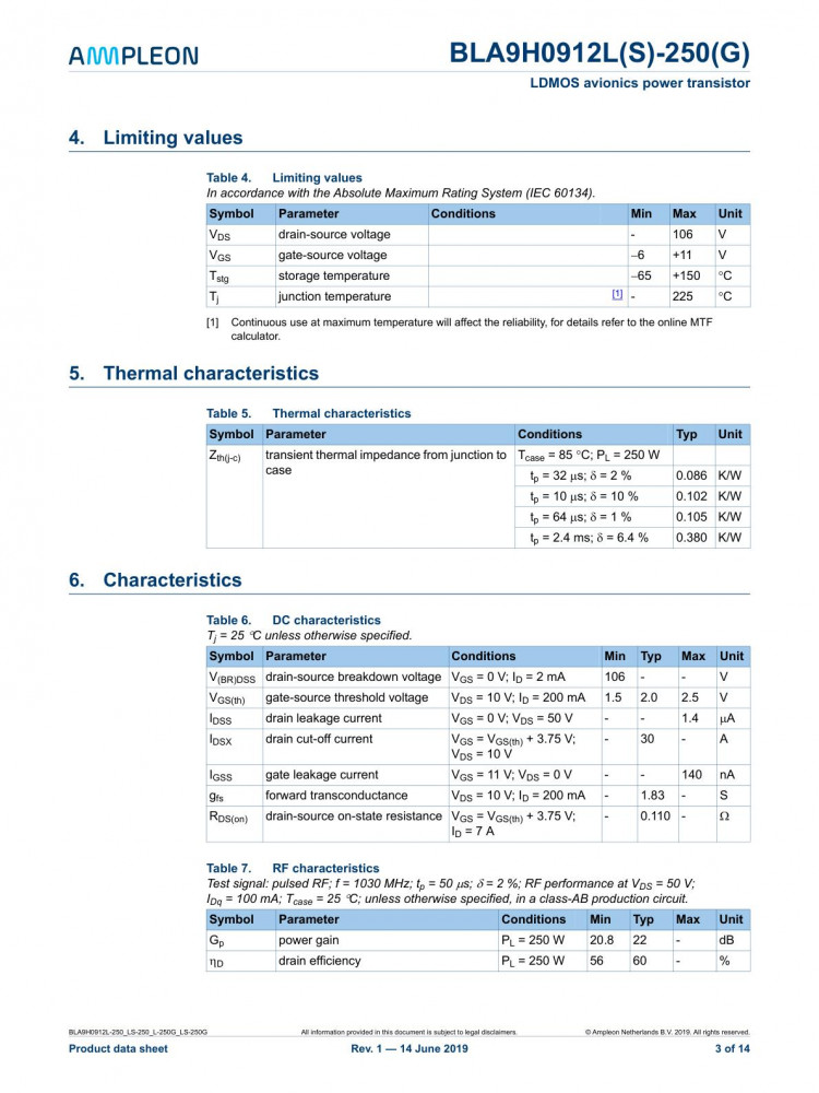 BLA9H0912LS-250U datasheet page 3