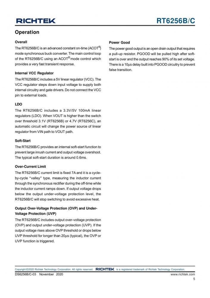RT6256CGQUF datasheet page 5