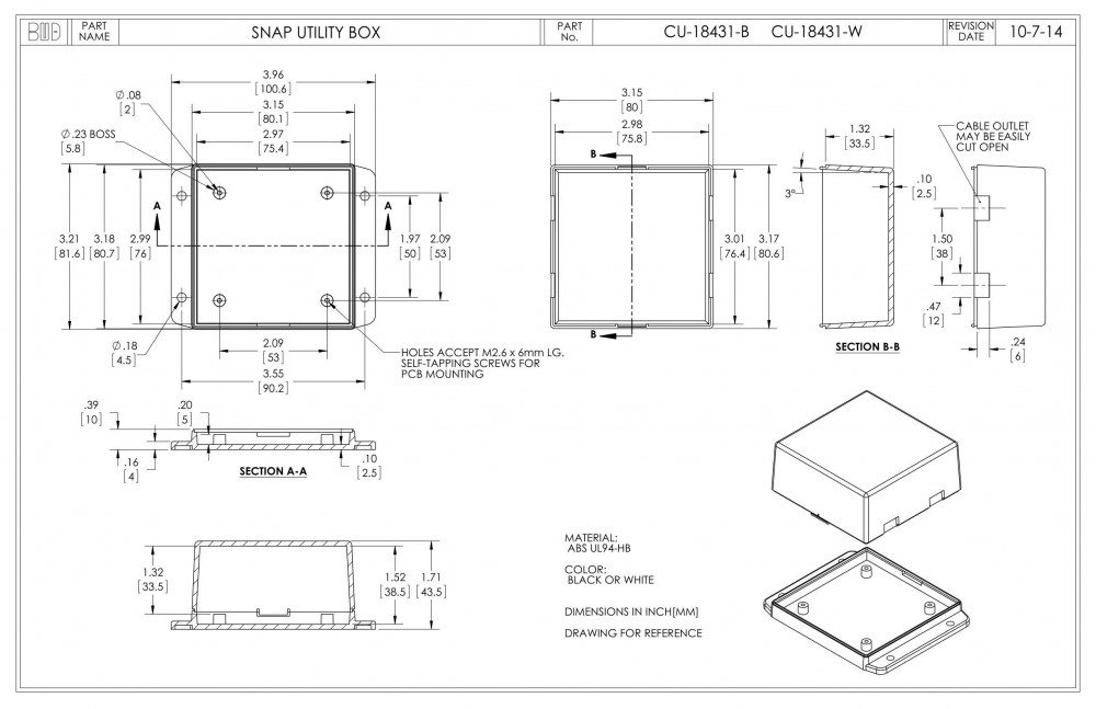 Bud Industries CU-18431-W product drawing preview