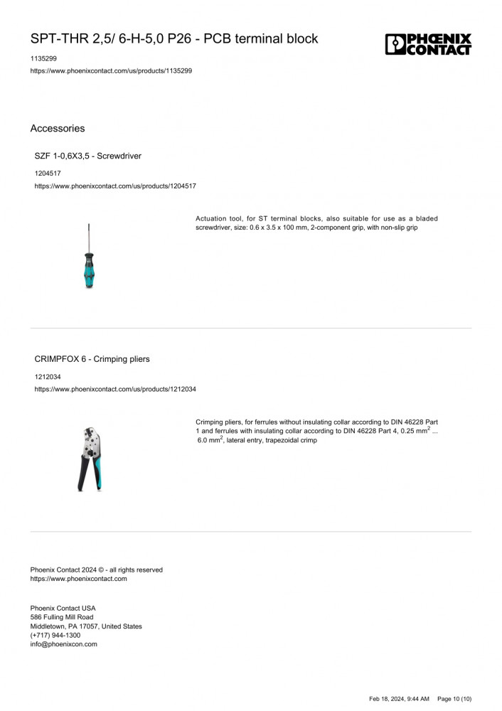 Phoenix Contact 1135299 technical document page 10