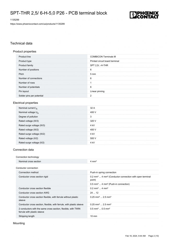 Phoenix Contact 1135299 technical document page 2