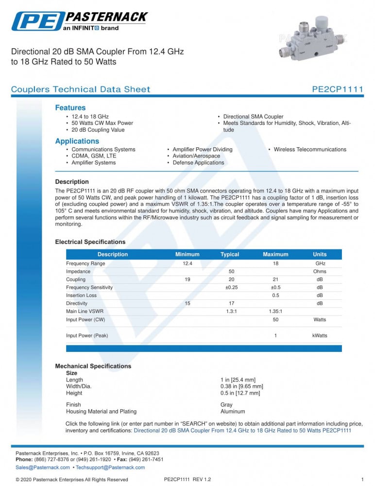 PE2CP1111 technical document page 1