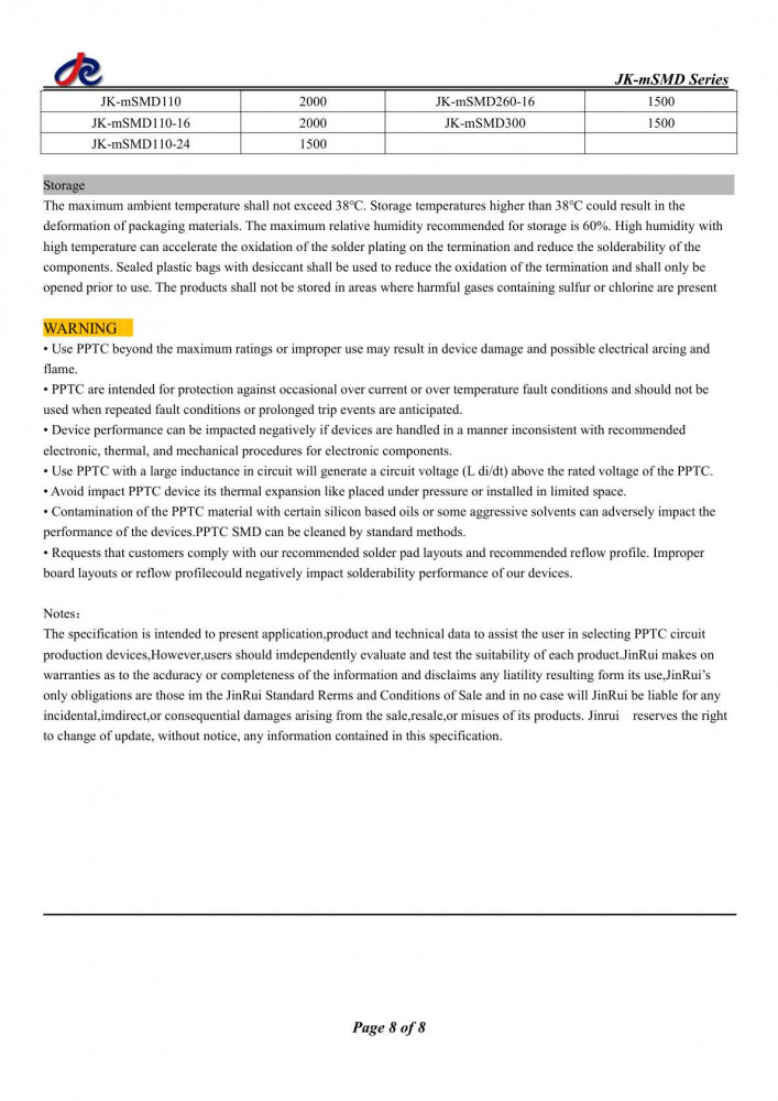 JK-mSMD series datasheet page 8
