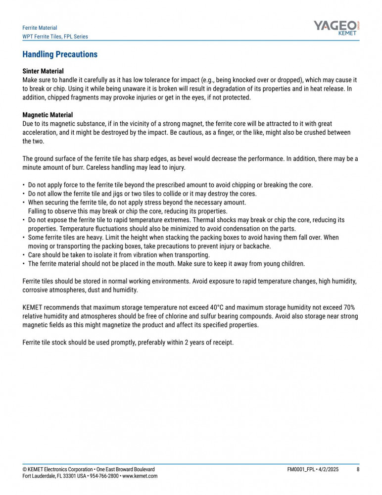 FPL ferrite tile technical document, page 8
