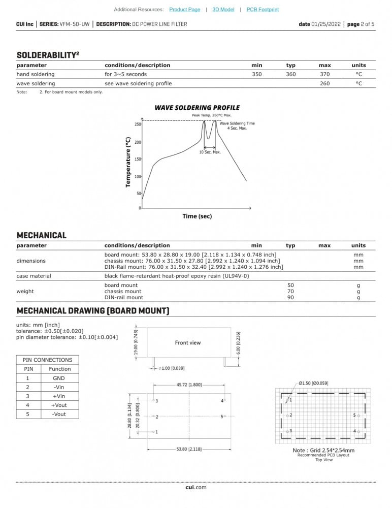 CUI VFM-50-UW datasheet page 2