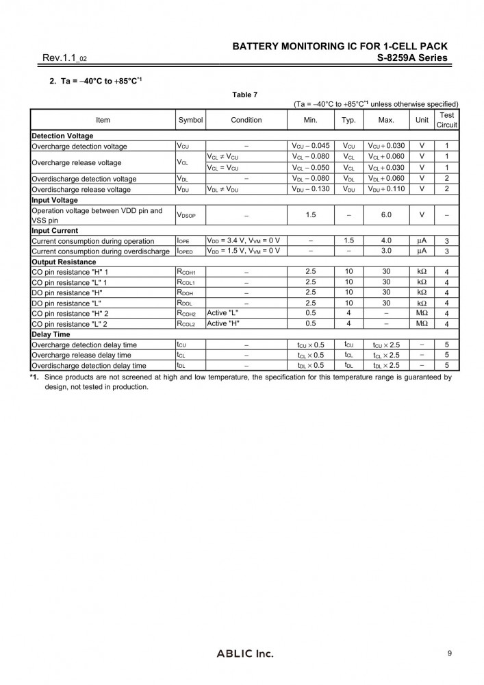 S-8259A datasheet page 9 preview