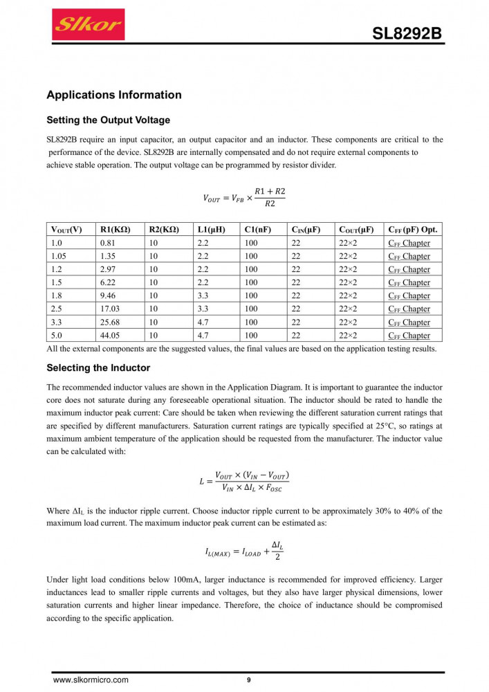 SL8292B datasheet page 9