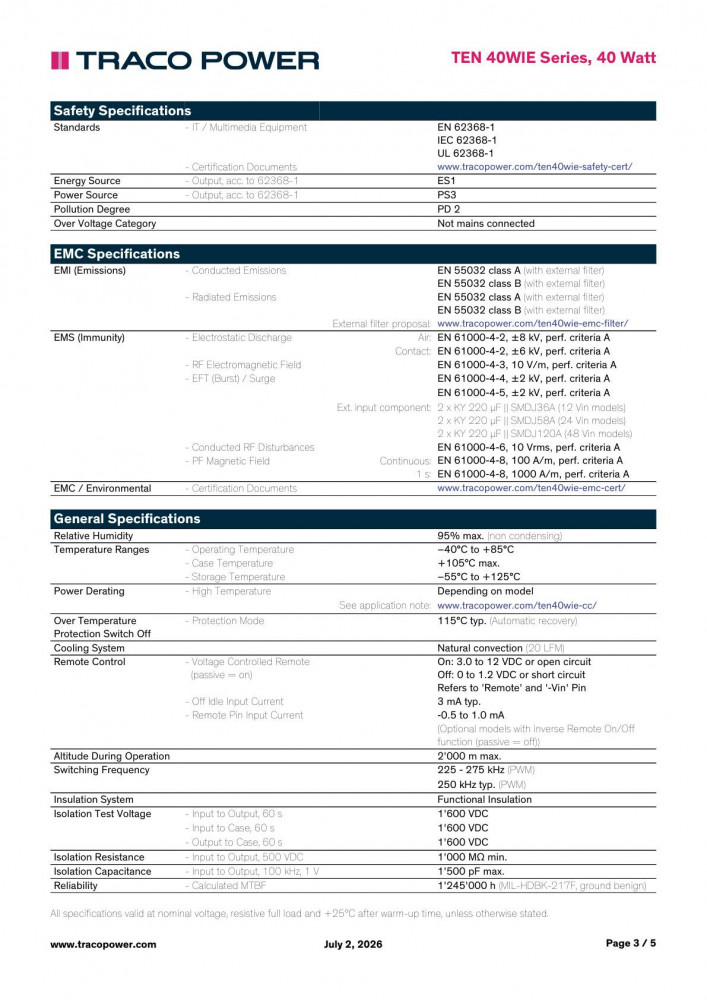 TEN 40WIE technical document page 3