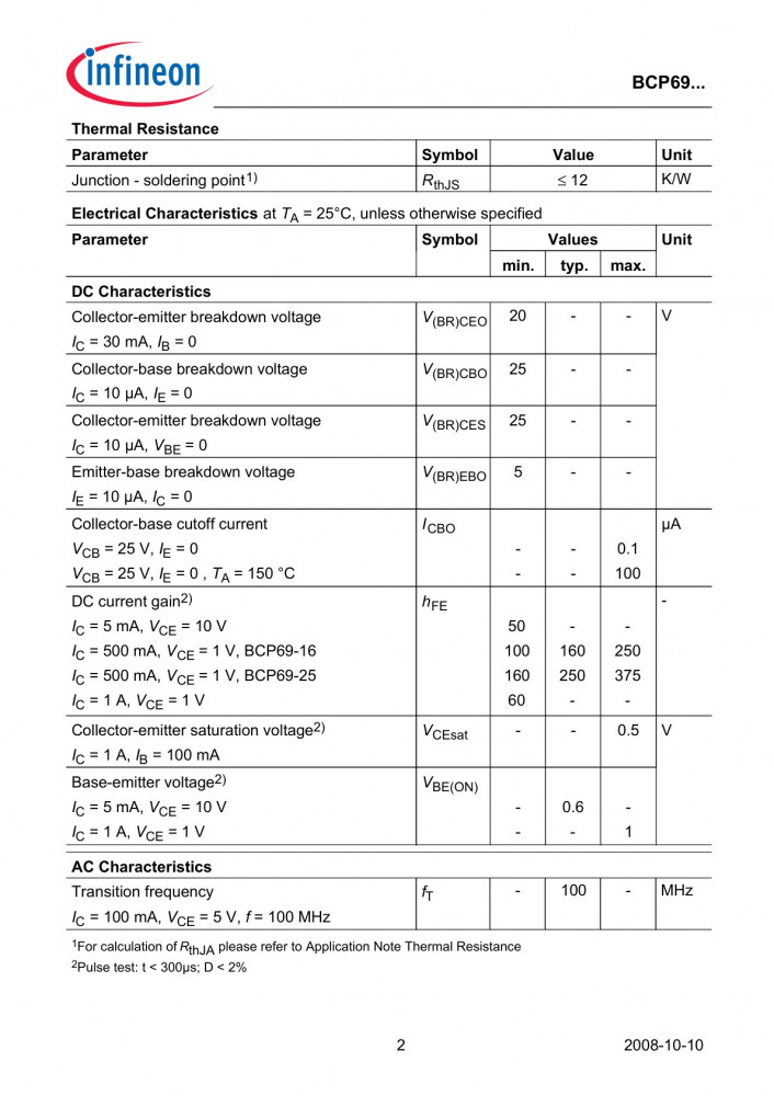 BCP69-25E6327 datasheet page 2