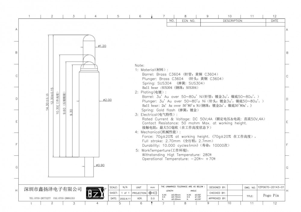 YZP0670-20143-01 specification page 3