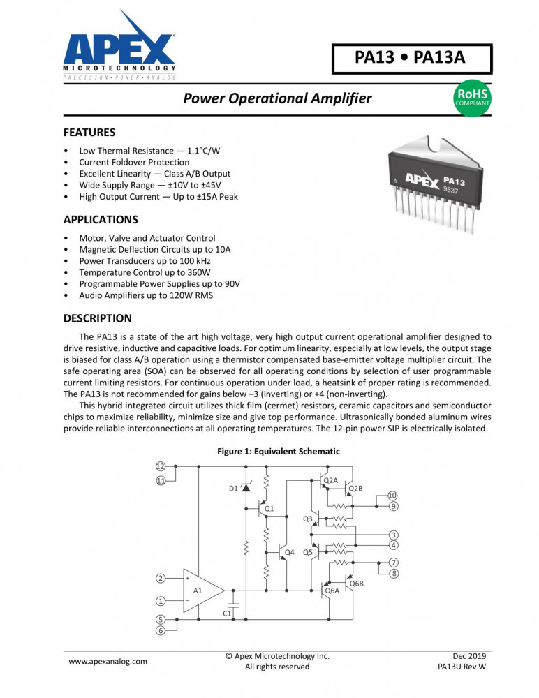 PA13 datasheet page 1
