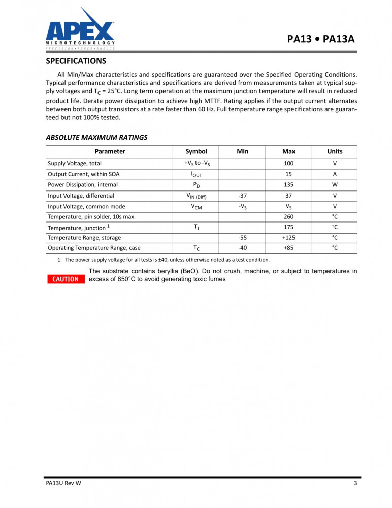 PA13 datasheet page 3