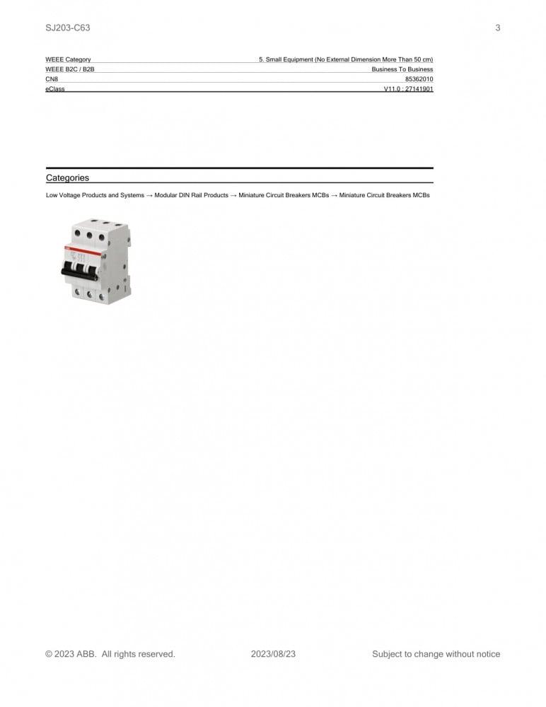 SJ203-C63 technical document page 3