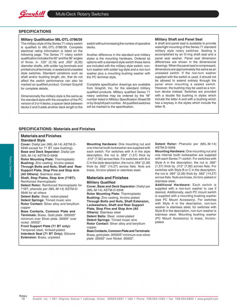 Grayhill Series 71 technical document page 9