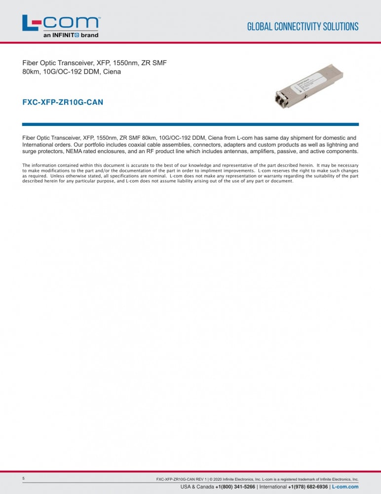 FXC-XFP-ZR10G-CAN datasheet page 5