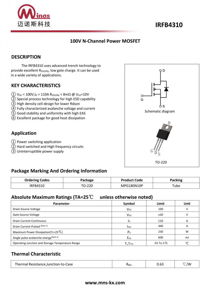 IRFB4310 datasheet page 1