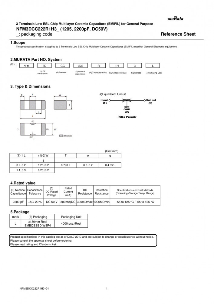 Murata NFM3DCC222R1H3L document page 1