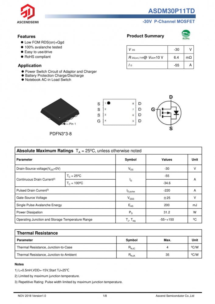 ASDM30P11TD-R datasheet page 1