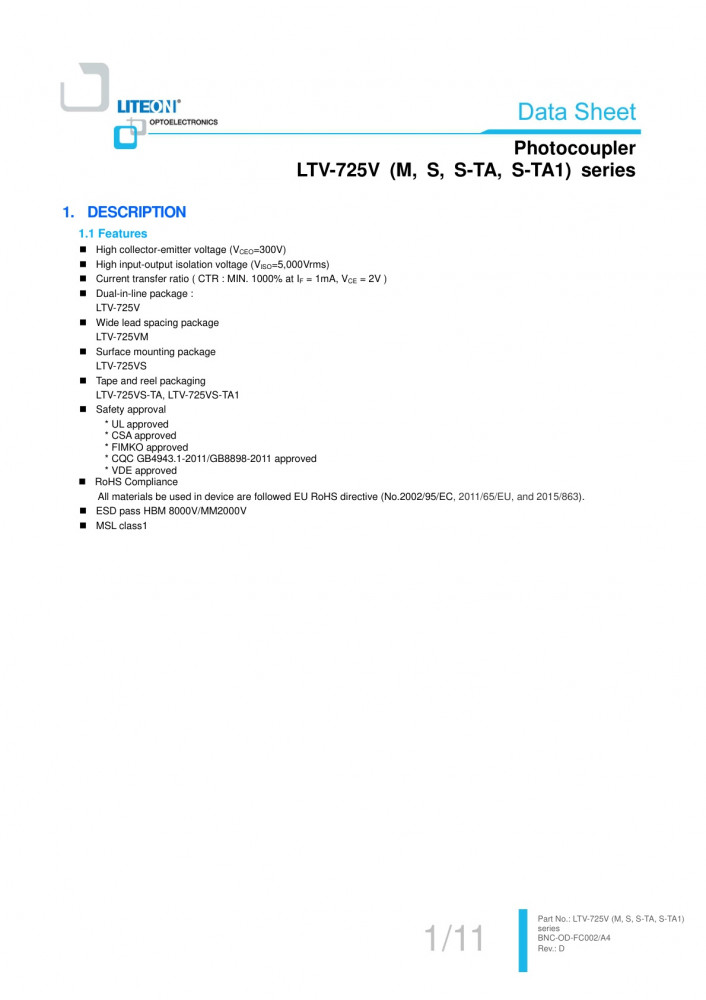 LTV-725VS-TA1 datasheet page 2