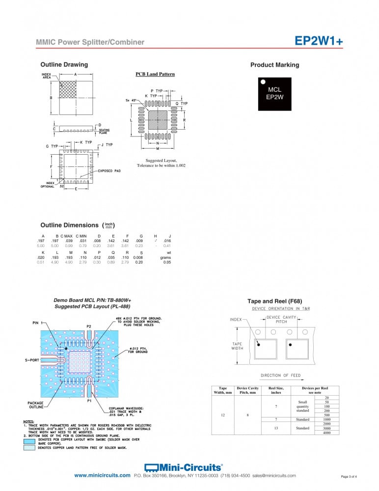 EP2W1+ datasheet page 3
