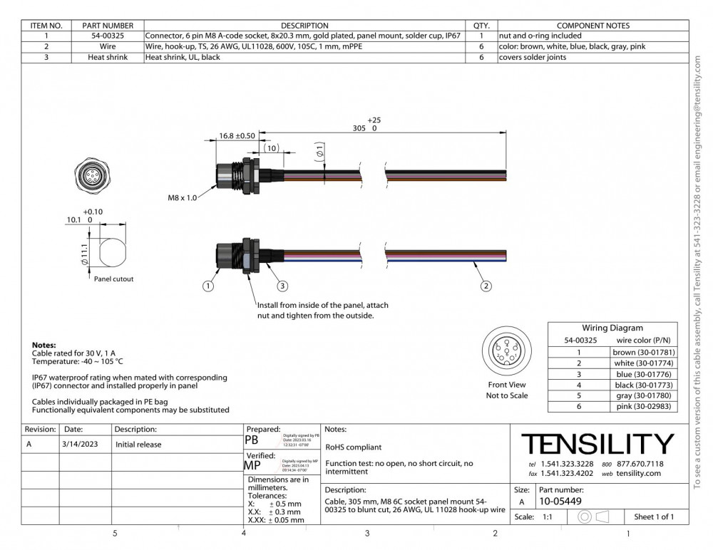 Tensility International 10-05449 product drawing preview