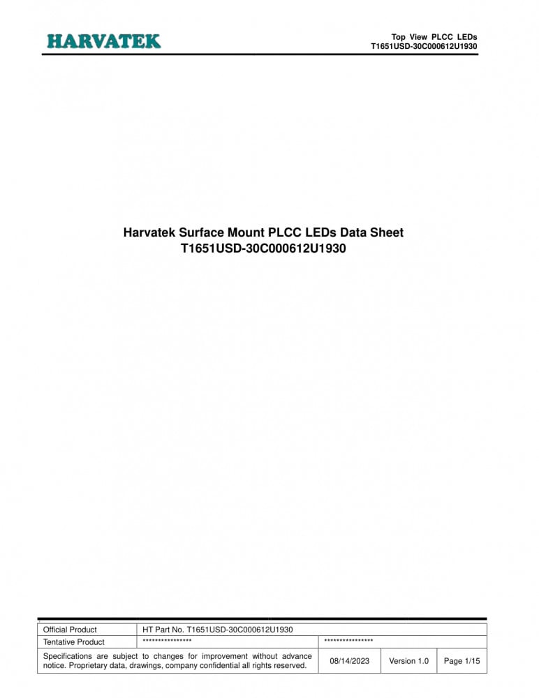 Harvatek datasheet page 1