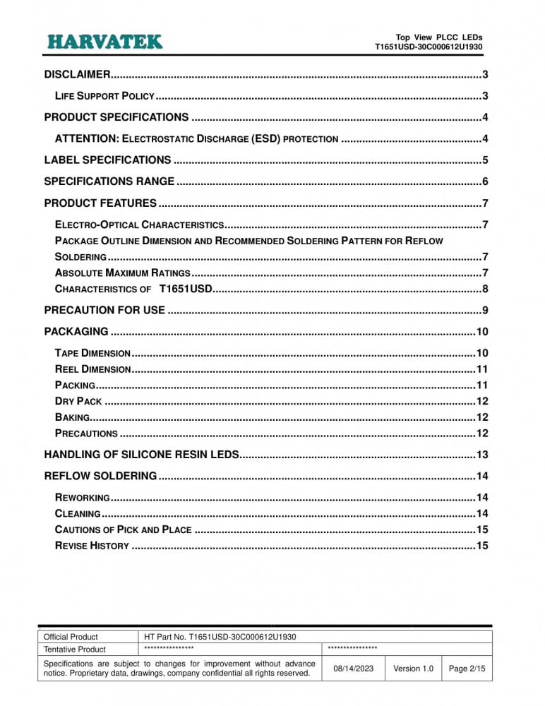 Harvatek datasheet page 2