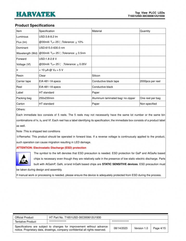 Harvatek datasheet page 4