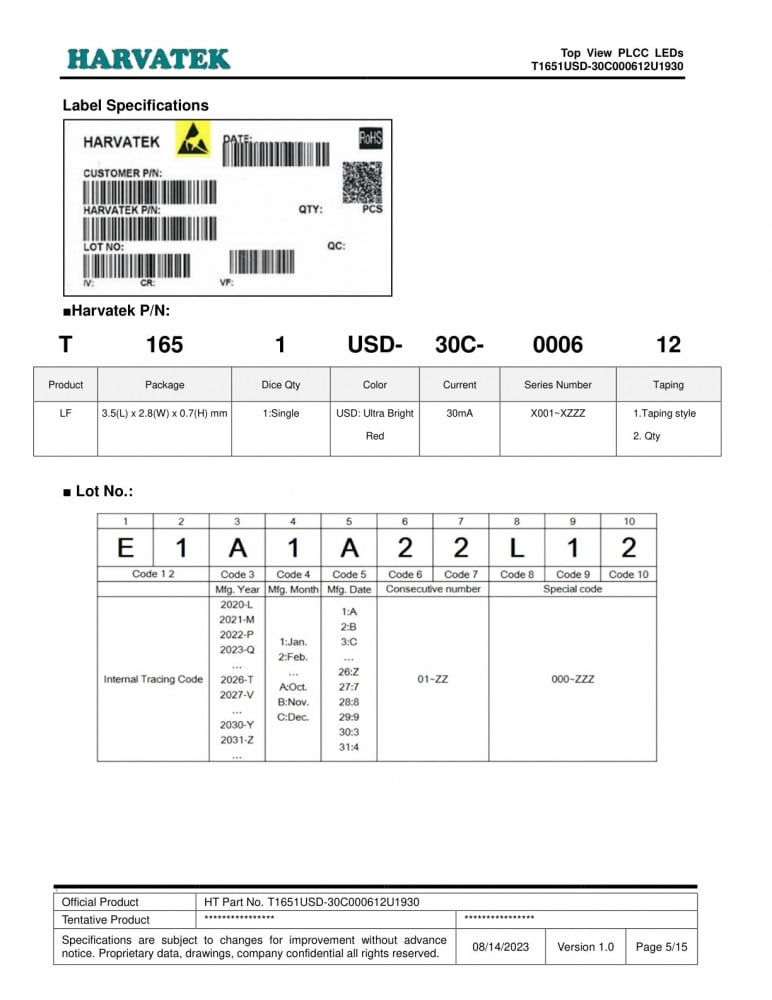 Harvatek datasheet page 5