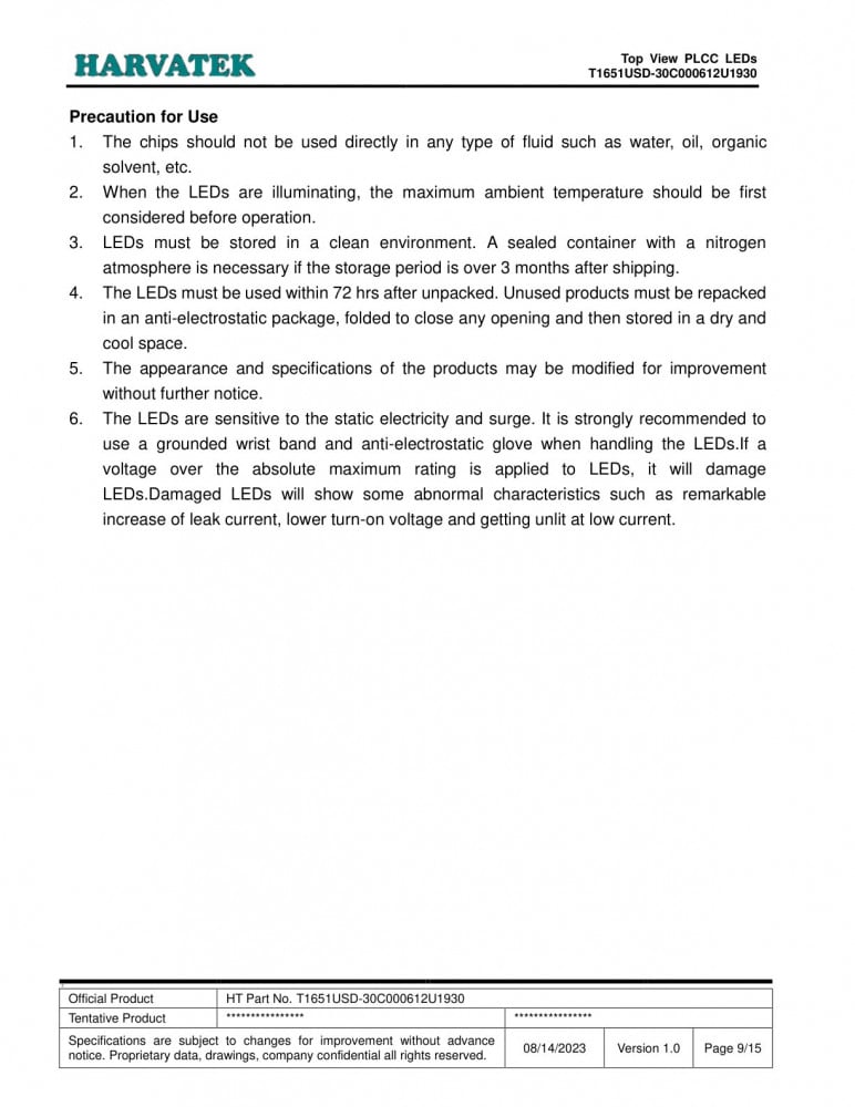 Harvatek datasheet page 9
