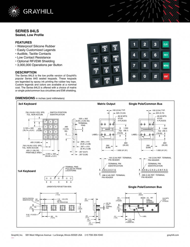 Grayhill Series 84LS technical document, page 1