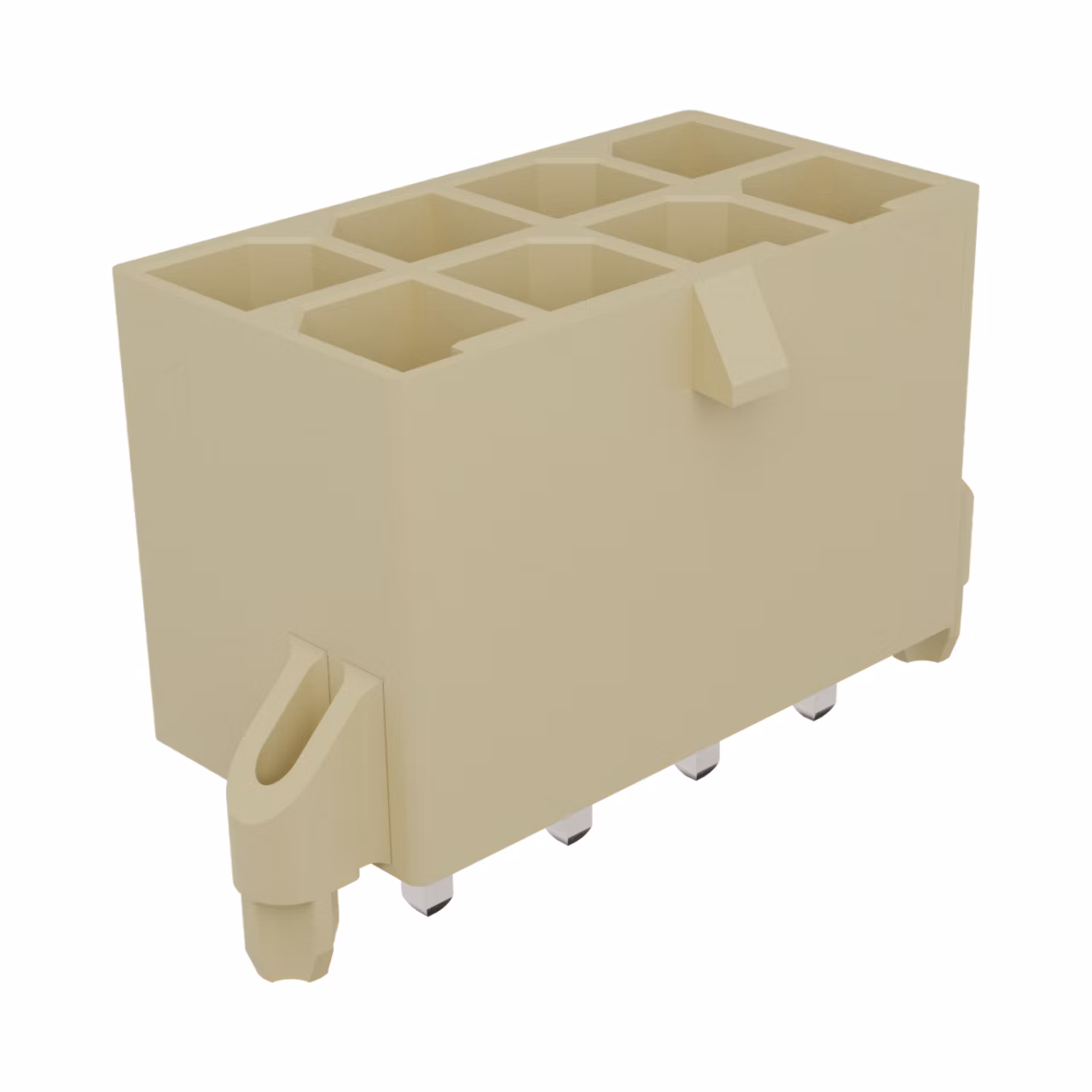 Mega-Fit ColorLock Vertical Header with Crush Pegs, 5.70mm Pitch, Through Hole, Dual Row, 8 Circuits, Matte Tin (Sn) Plating, 3.73mm Tail Length, Glow-Wire Capable, Tray, Natural for sale