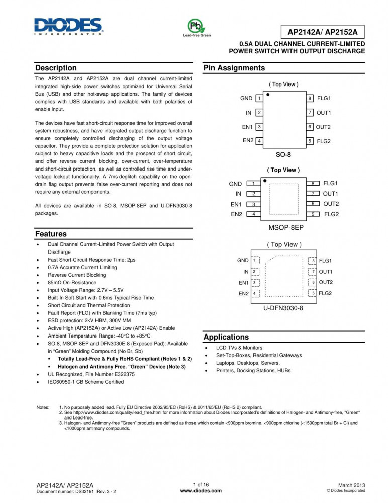 AP2152AMPG-13 datasheet page 1