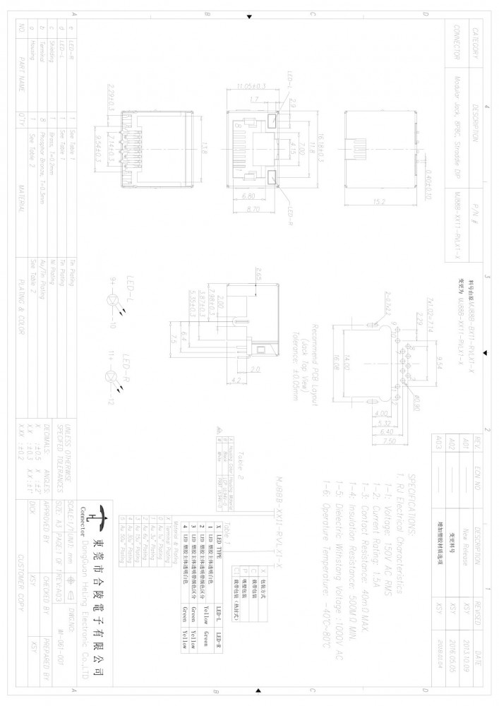 MJ88B-B011-RVL11-P technical drawing