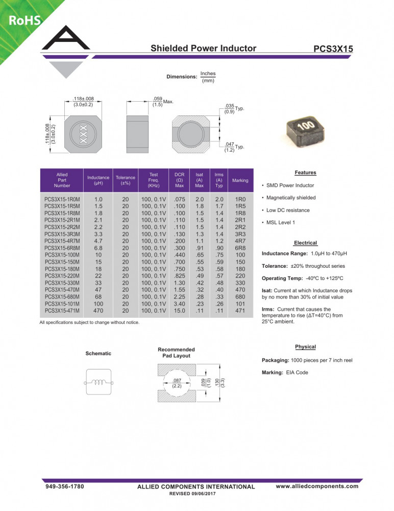 PCS3X15 series product document preview