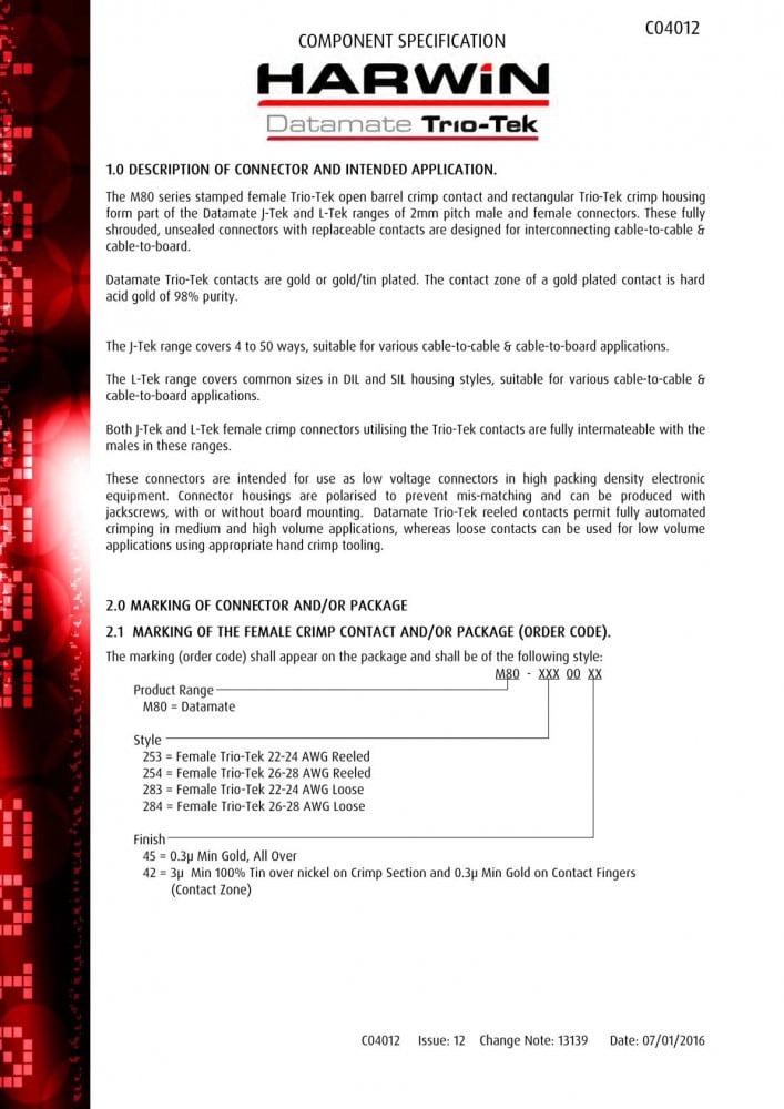 Harwin M80 Trio-Tek document page 2