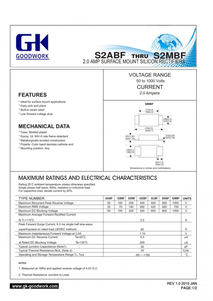 GOODWORK S2MBF datasheet page 1