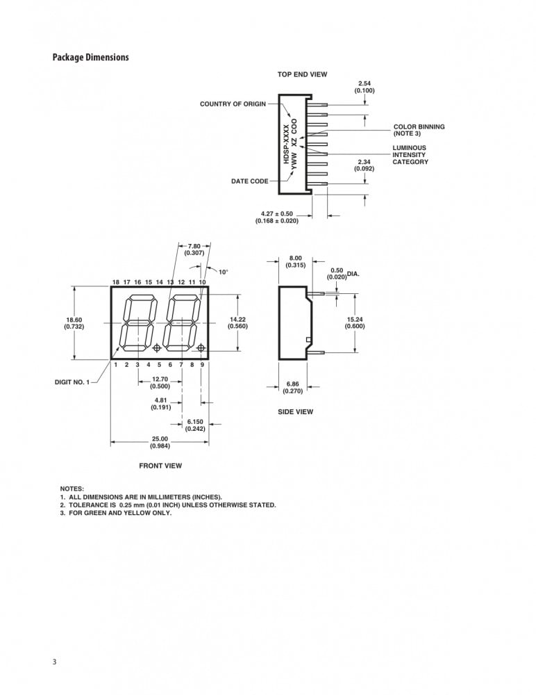 HDSP-523E datasheet page 3