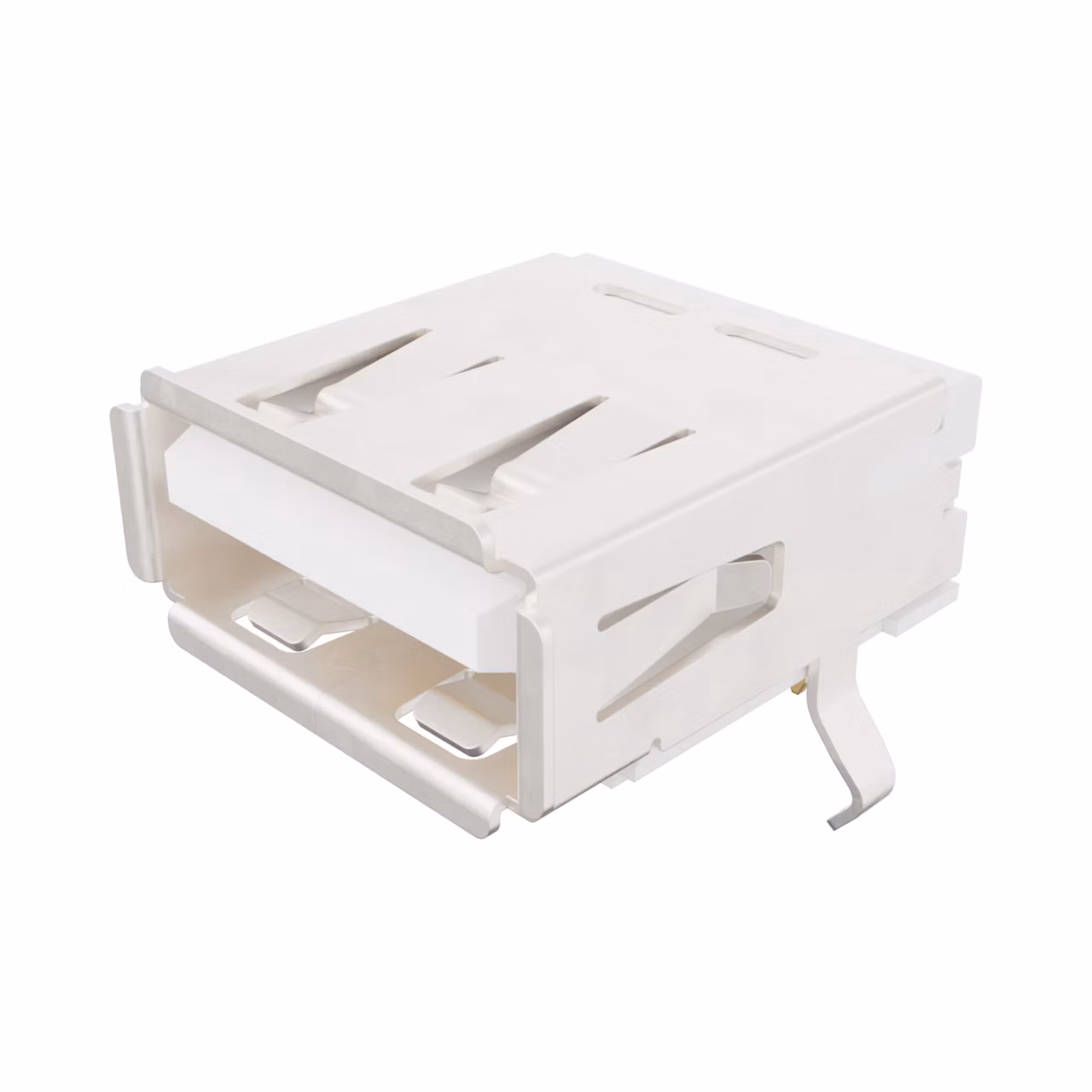 Universal Serial Bus (USB) Shielded I/O Receptacle, Right-Angle, Type A,  High-Temperature White Nylon, 0.76µm Gold (Au) Plating, PCB Thickness 1.60mm, without Upper Flange, for IR Reflow Process, Lead-Free for sale