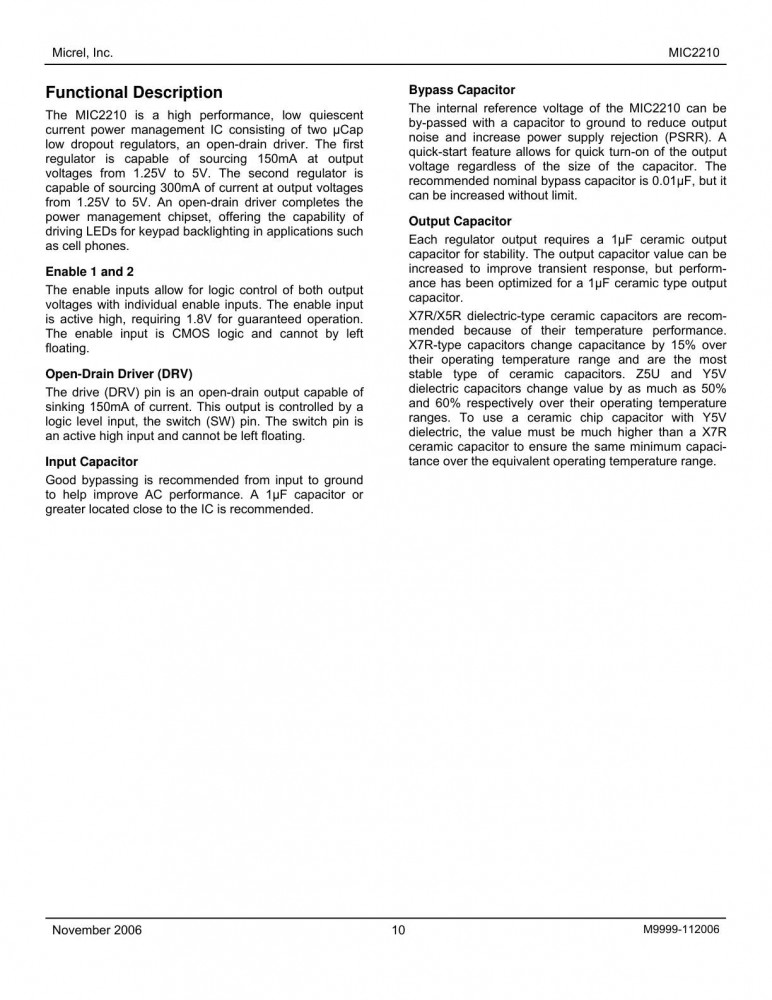 MIC2210 datasheet page 10