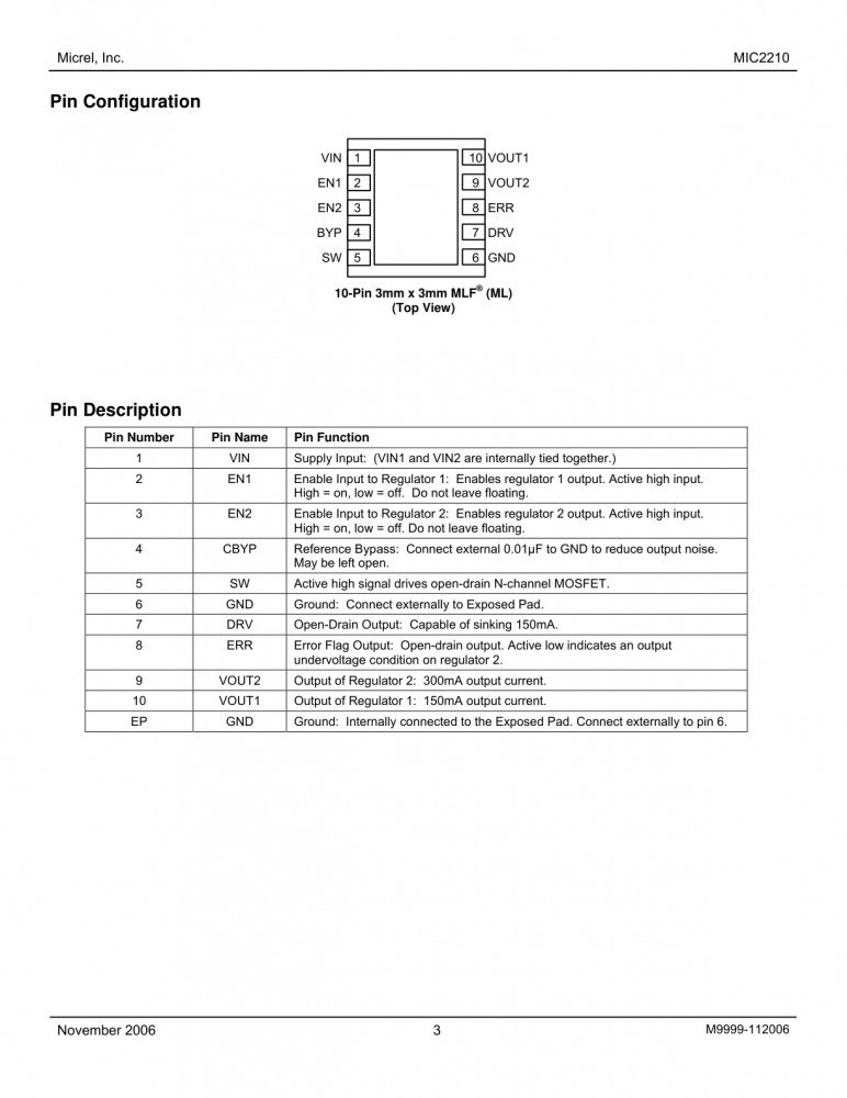 MIC2210 datasheet page 3