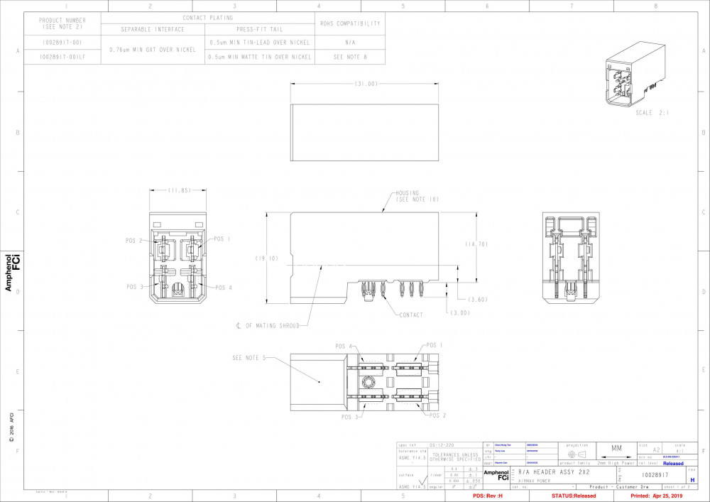 Amphenol 10028917 drawing page 1