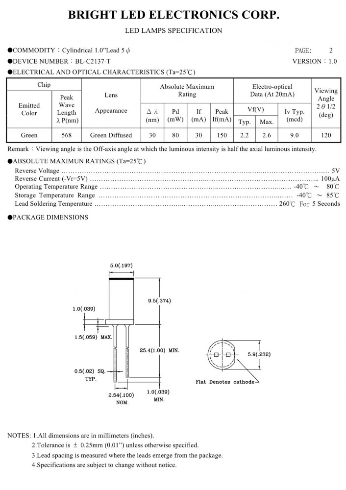 BL-C2137-T datasheet page 1