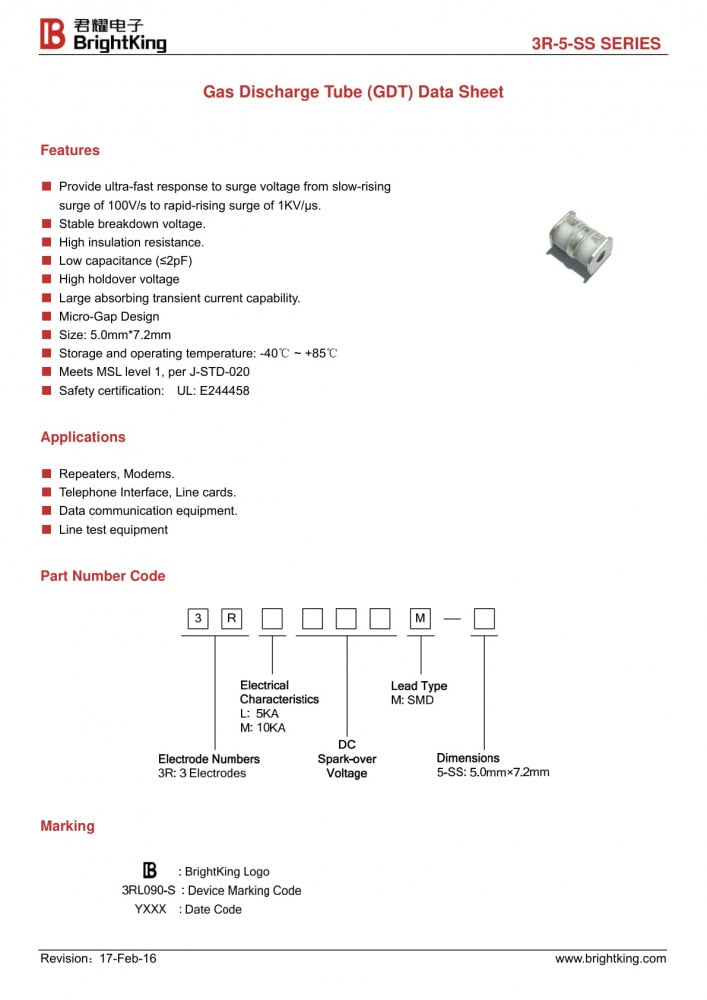 3RL075M-5-SS datasheet page 1
