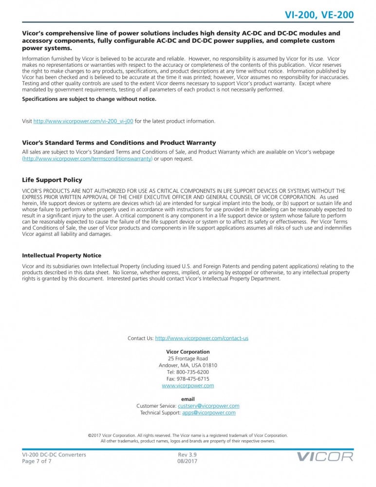 VI-200 datasheet page 7