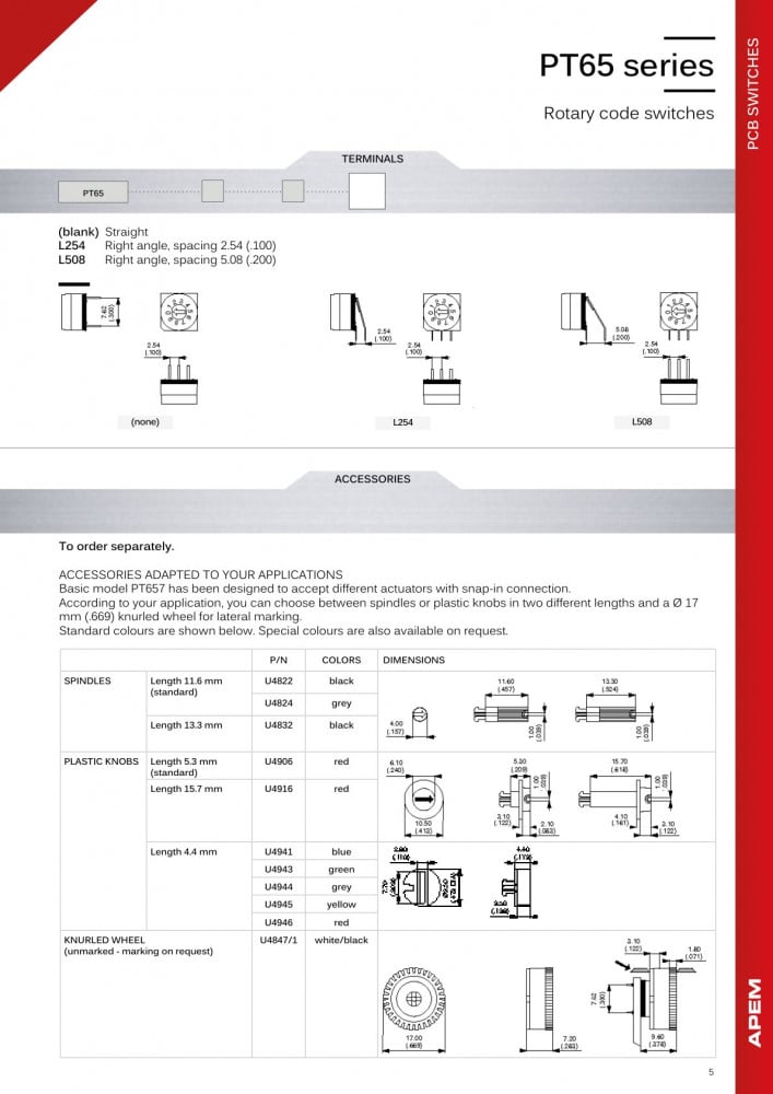 APEM PT65 datasheet page 5