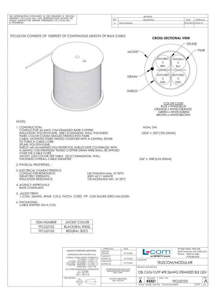 TFCLS2102 technical drawing